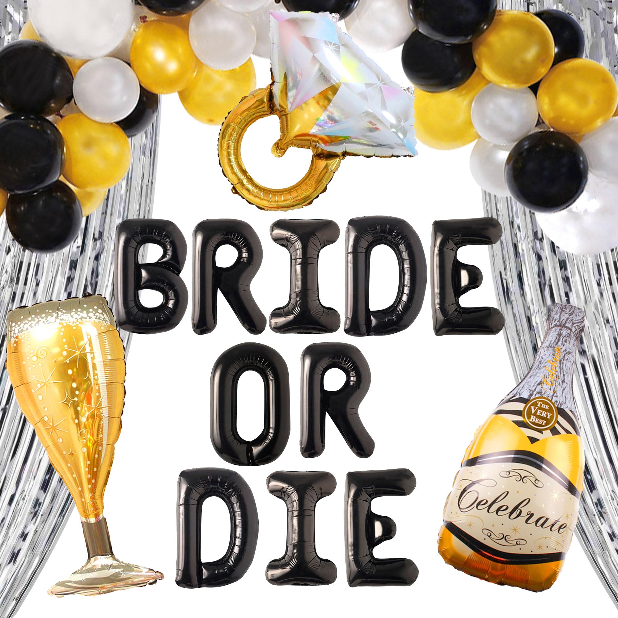 JeVenis Bride Or Die Bachelorette Party Decorations Bride Or Die Balloons Bride Or Die Banner Bachelorette Party Decoration