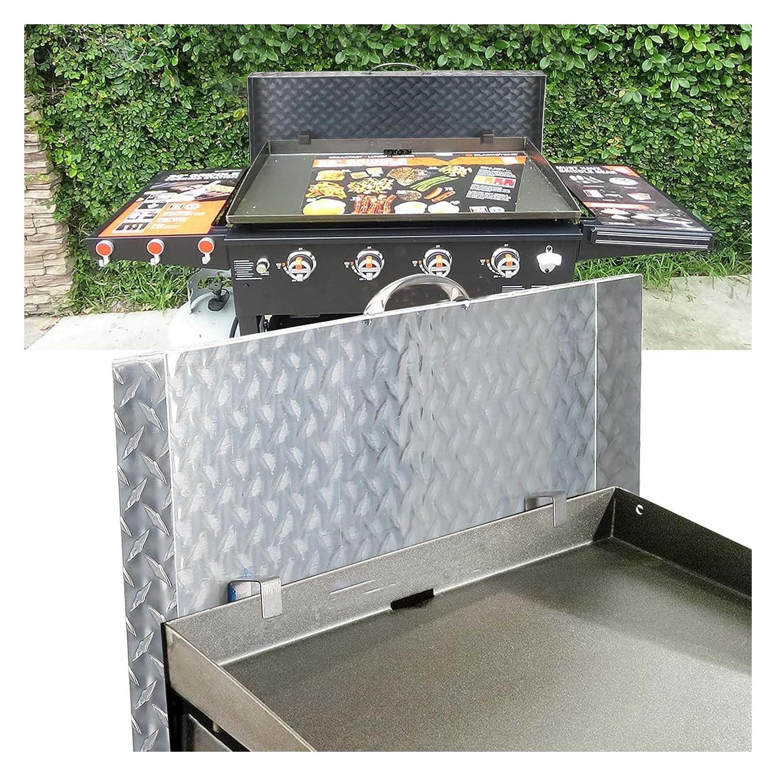 Grill Covers for 36 inch Blackstone Griddle, 36β Griddle Grill Lid Hard Cover Waterproof Aluminum with Stainless Steel Handle Diamond Plate Front or Rear Grease Griddle Accessories