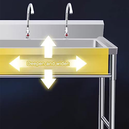 Free Standing Stainless-Steel Single Bowl Single Compartment Kitchen Sink Outdoor Sink Prep & Utility Washing Hand Basin for Restaurant Kitchen and Home(39.4 * 23.6 * 31.5in)