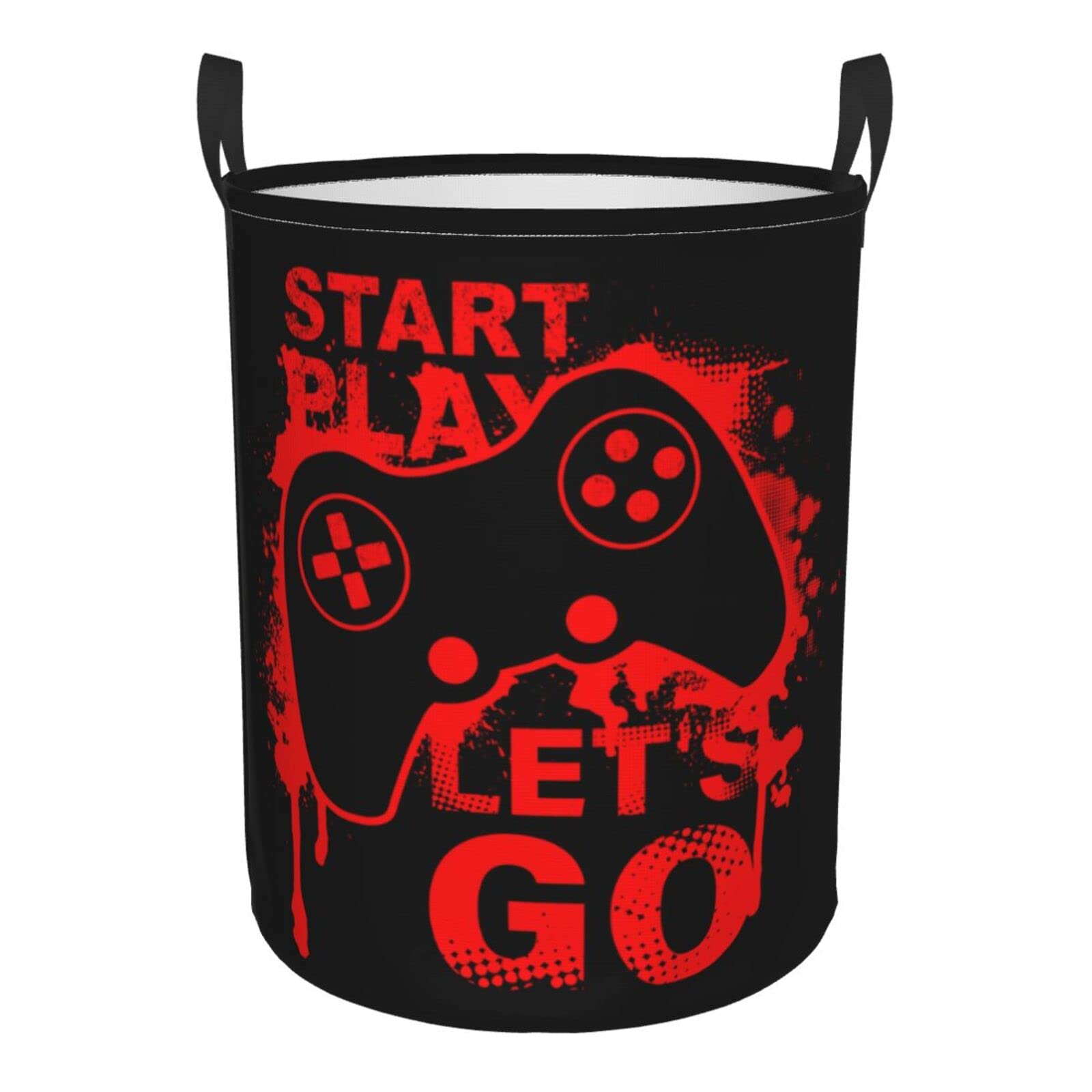 Gbuzozie Game Joystick Round Laundry Hamper Storage Basket Toys Clothes Organizer Bin For Home Bathroom Bedroom Dorm Nursery, 38l