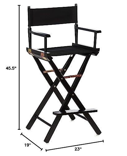 Casual Home Director's Chair ,Black Frame/Black Canvas,30" - Bar Height