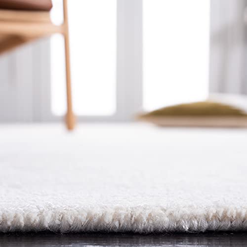 SAFAVIEH Himalaya Collection Area Rug - 9' x 12', Ivory, Handmade Solid Wool & Viscose, Ideal for High Traffic Areas in Living Room, Bedroom (HIM152A)