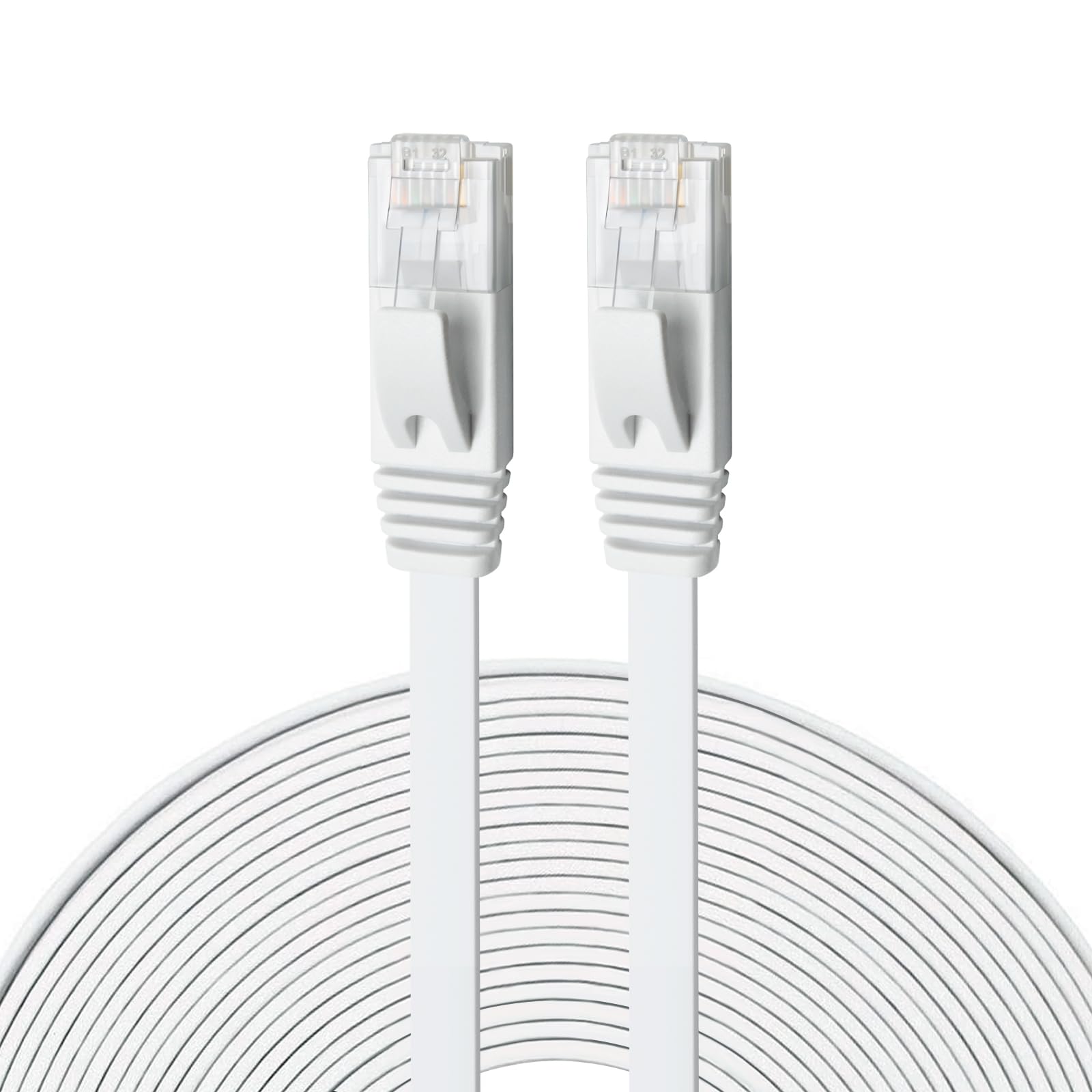 Yauhody CAT 6 Ethernet Cable 3ft 6-Pack White, High Speed Solid Flat CAT6 Gigabit Internet Network LAN Patch Cords, Bare Copper Snagless RJ45 Connector for Modem, Router, Computer (3ft 6 Pack, White)