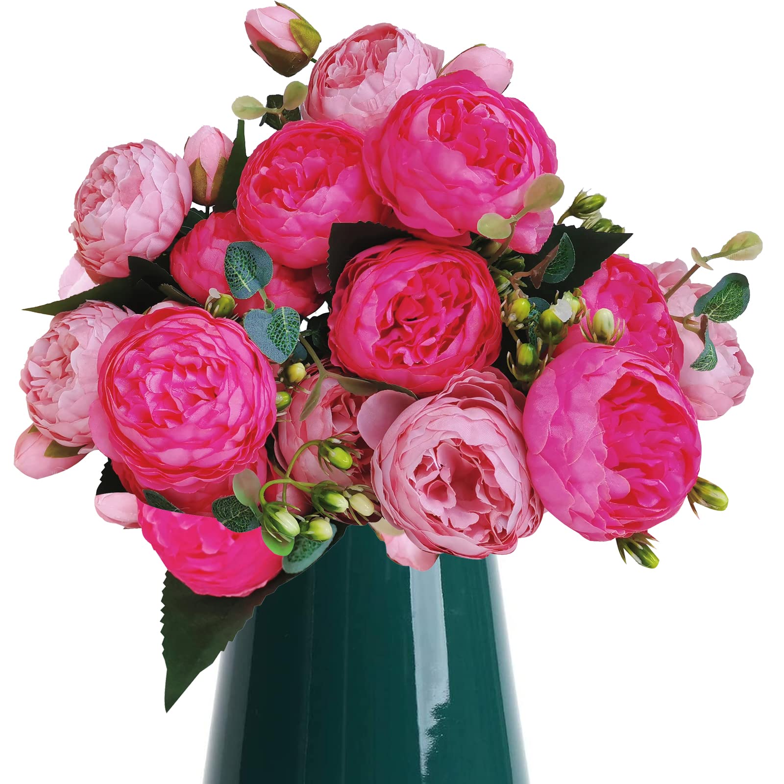 BOMJJOR 3 Pack Peonies Artificial Flowers Silk Peony Arrangement Bouquet for Wedding Centerpiece Garden Party Home Decor Vlog Fake Peonies Pink