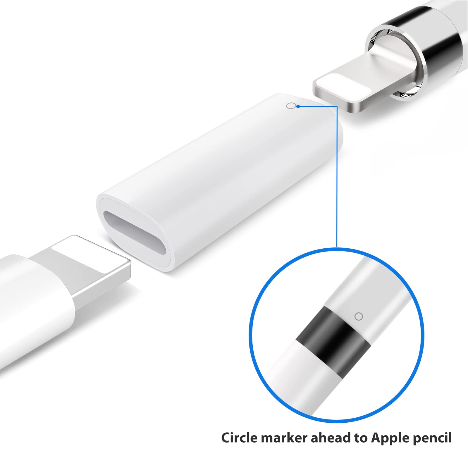 iMangoo Adapters Compatible with Apple Pencil Adapter 2 Pack Lightning Cable Charging Adapter for iPad Pro Pencil Pen Female to Female Connect Charger Adapter Connector for Apple Pencil 1st Generation
