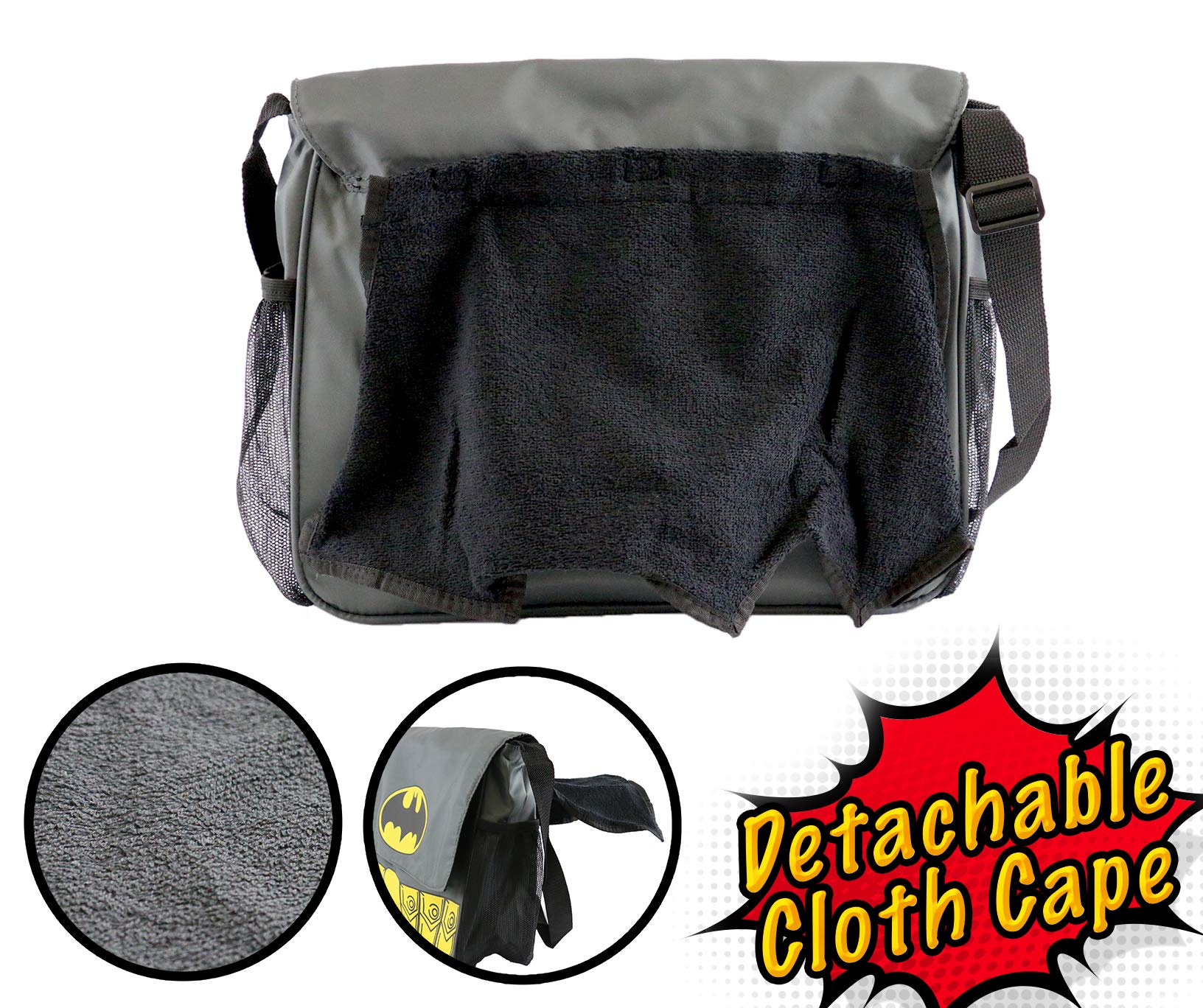 DC Comics Batman Grey Diaper Bag Includes Changing Pad and Bottle Pouch