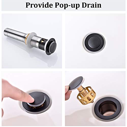 Anpean Single Handle Bathroom Sink Faucet 1-Hole with Pop-Up Drain and Water Supply Lines, Matte Black