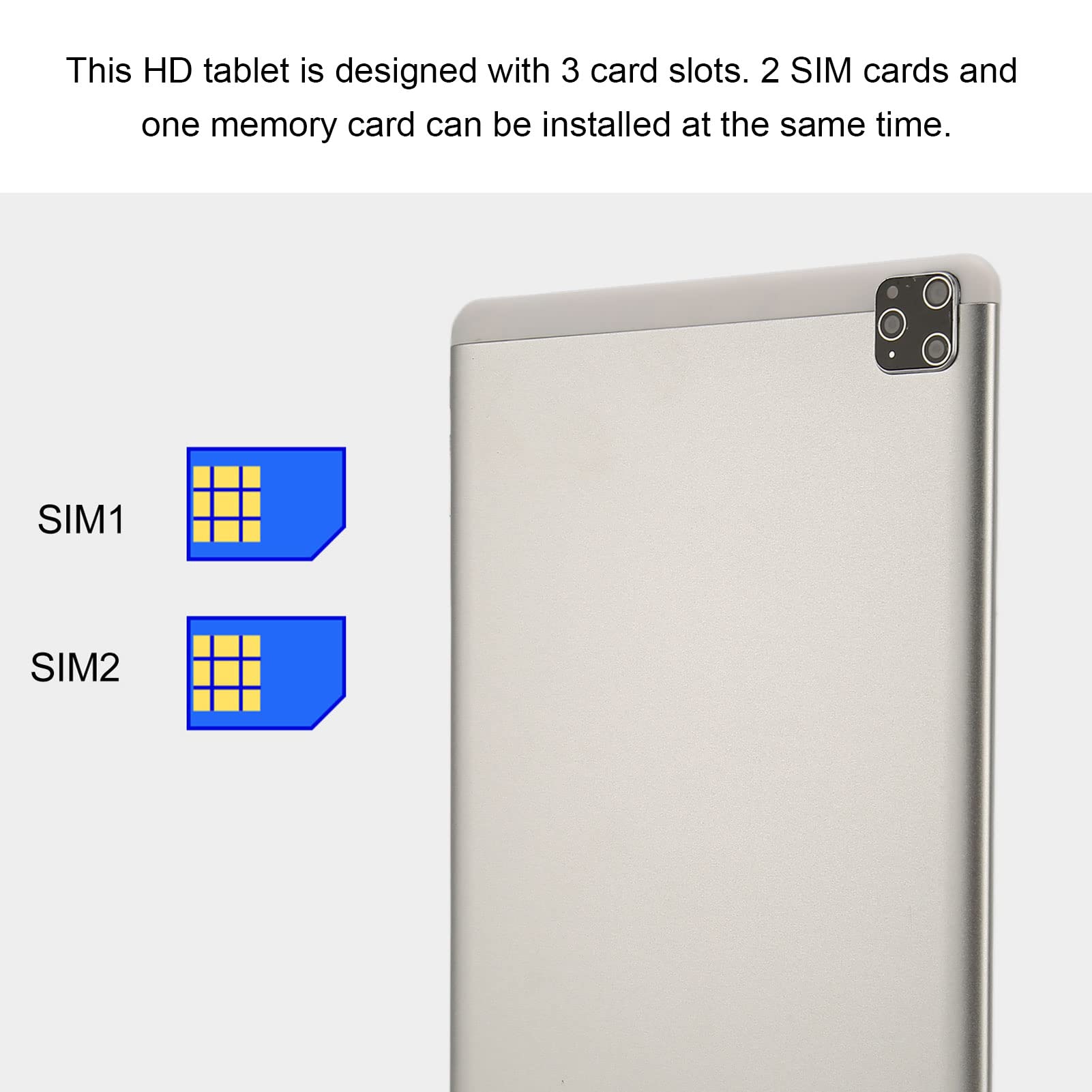 ANGGREK 10.1 Inch Tablet, 4GB RAM 64GB ROM, 1920x1200 HD Display, Dual Card Dual Standby, Dual Camera, 5000mAh Battery, 10 OS, Silver (US Plug)