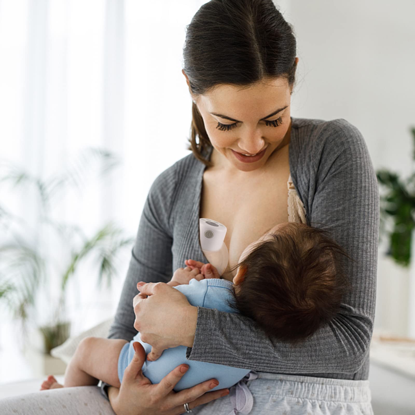 Bemawe Wearable Breast Pump, Electric Breast Pump Hands Free Wireless Breast Pump Portable Breastfeeding Pump Low Noise Painless Breast Milk Pump, LCD Display, 2 Modes & 9 Levels, S12, 24mm Flange