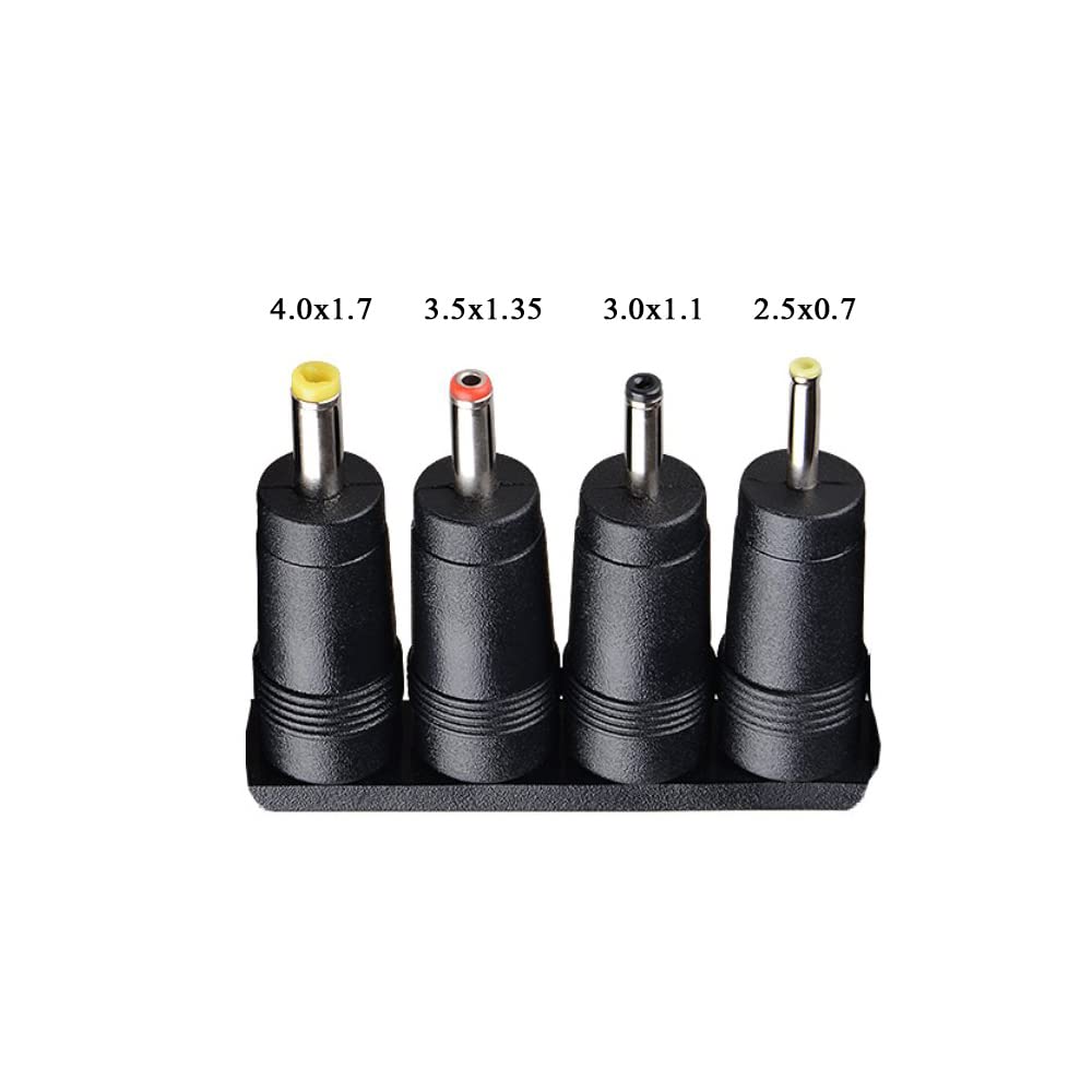 DC Plugs for Small Electronics and Devices Universal 5.5X2.1mm Jack to 4 Plugs 4.0X1.7mm, 3.5X1.35mm, 3.0X1.1mm, 2.5X0.7mm with 1x Cable 5.5X2.1mm to USB (4 Tips +1 Cable),3FT