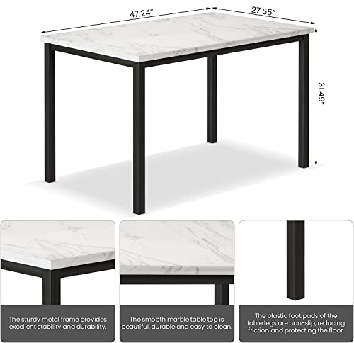 Faux Marble Dining Set for Small Spaces Kitchen 4 Table with Chairs Home Furniture