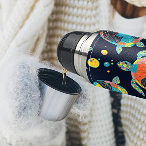 Colorful Aesthetic Sea Turtles Vacuum Insulated Water Bottle Stainless Steel Thermos Flask Travel Mug Coffee Cup Double Walled 17 OZ