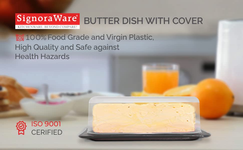Cover Butter Container - Butter Storage Container with Transparent Lid - Durable Plastic Butter Container for Counter - Plastic Butter Dish with Lid - Covered Butter Dish for Home or Camping (Black)