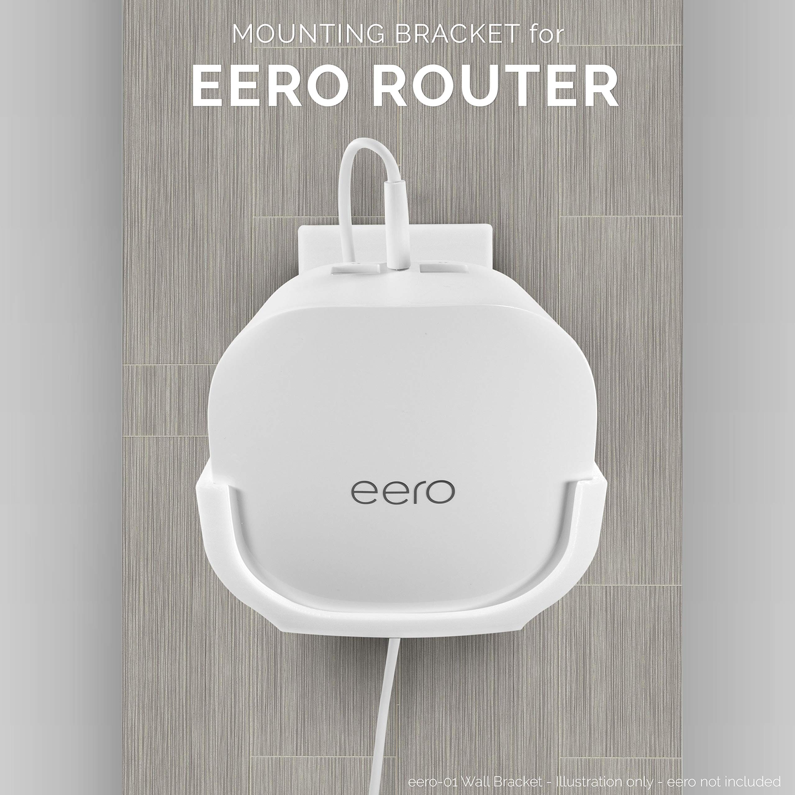 Screwless Wall Mount for Eero Mesh WiFi Holder, Tilted for Max Reception, Custom Design (NOT Compatible with Eero 6/Pro 6/Beacon), Strong VHB Adhesive, No Tools, No Mess, White by Brainwavz