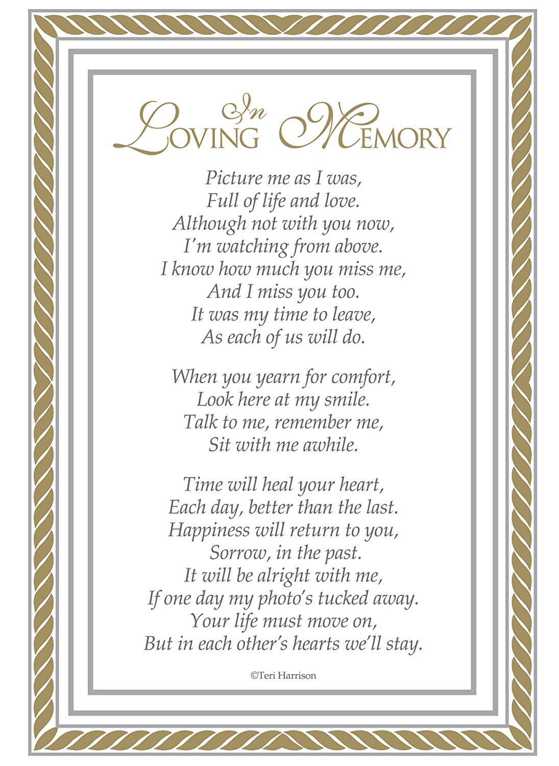 In Loving Memory Sentiment Memorial Picture Frame- Sympathy Gift for Loss of Loves Ones - Memorial Gift (Silver)