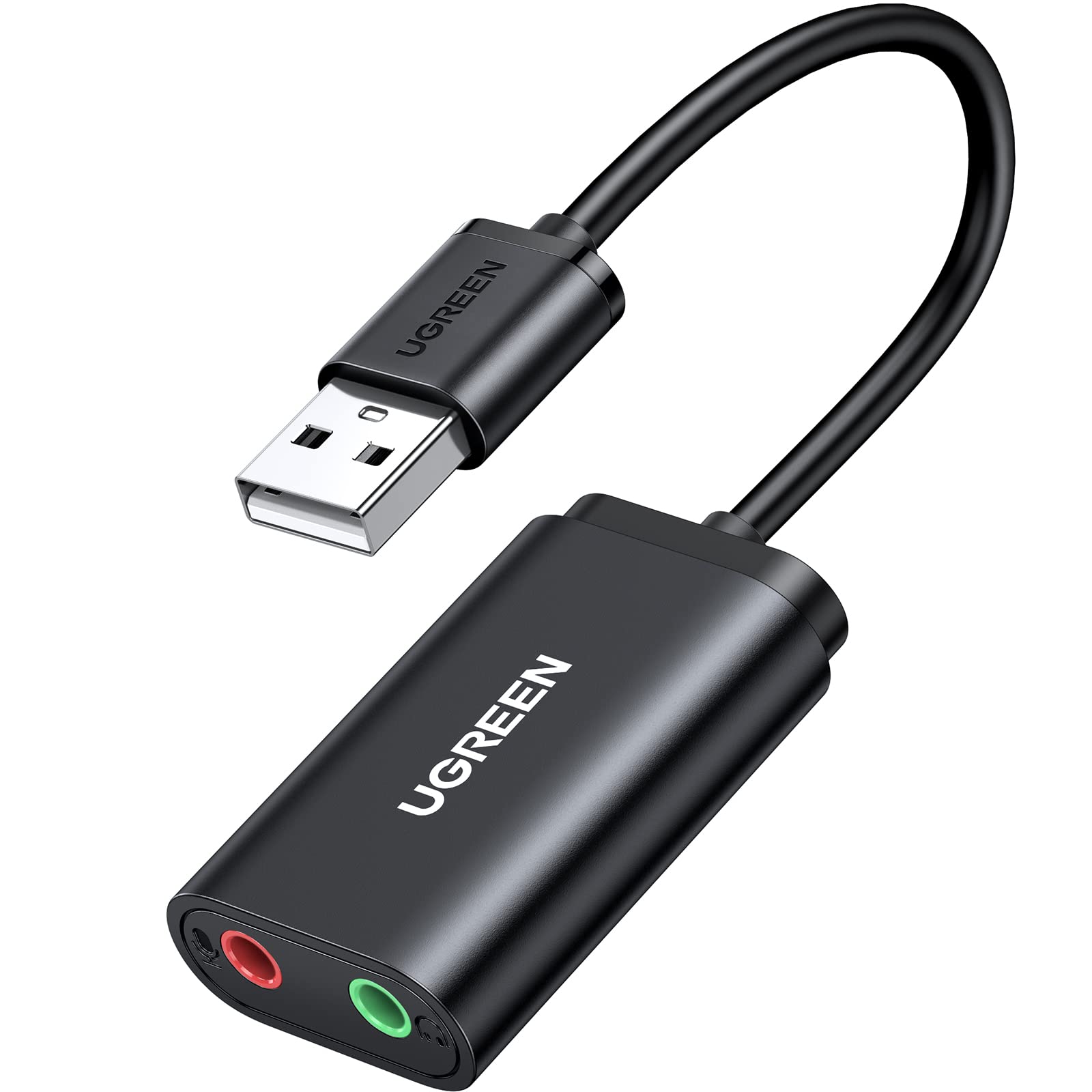UGREEN External USB Sound Card Jack USB Adapter for Computer, PS5, PS4, USB Audio Stereo Adapter External Sound Card (Black)