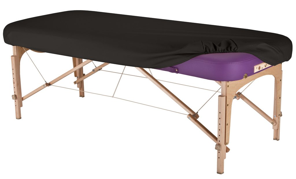 EARTHLITE Massage Table Protection Cover – 100% PU, Fitted Sheet, Fits Round & Square Corners (28-32"), Black