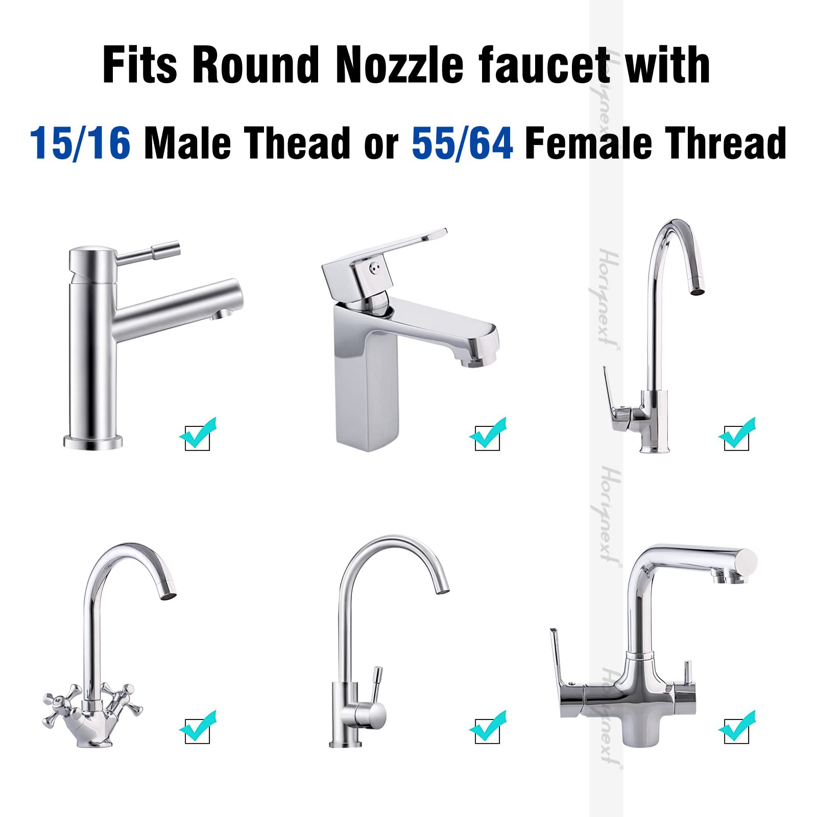 Horiznext 360° big angle swivel faucet aerator, for home kitchen bathroom sink tap head (with movable hose adapter attachment),high pressure bathtub nozzle rotate replacement