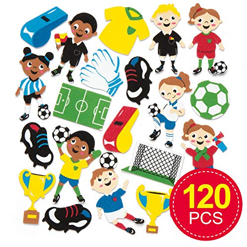 Baker Ross AR505 Soccer Foam Stickers - Pack of 120, for Kids' Crafts and Art Projects, Cards, Party Bags, and Ornaments