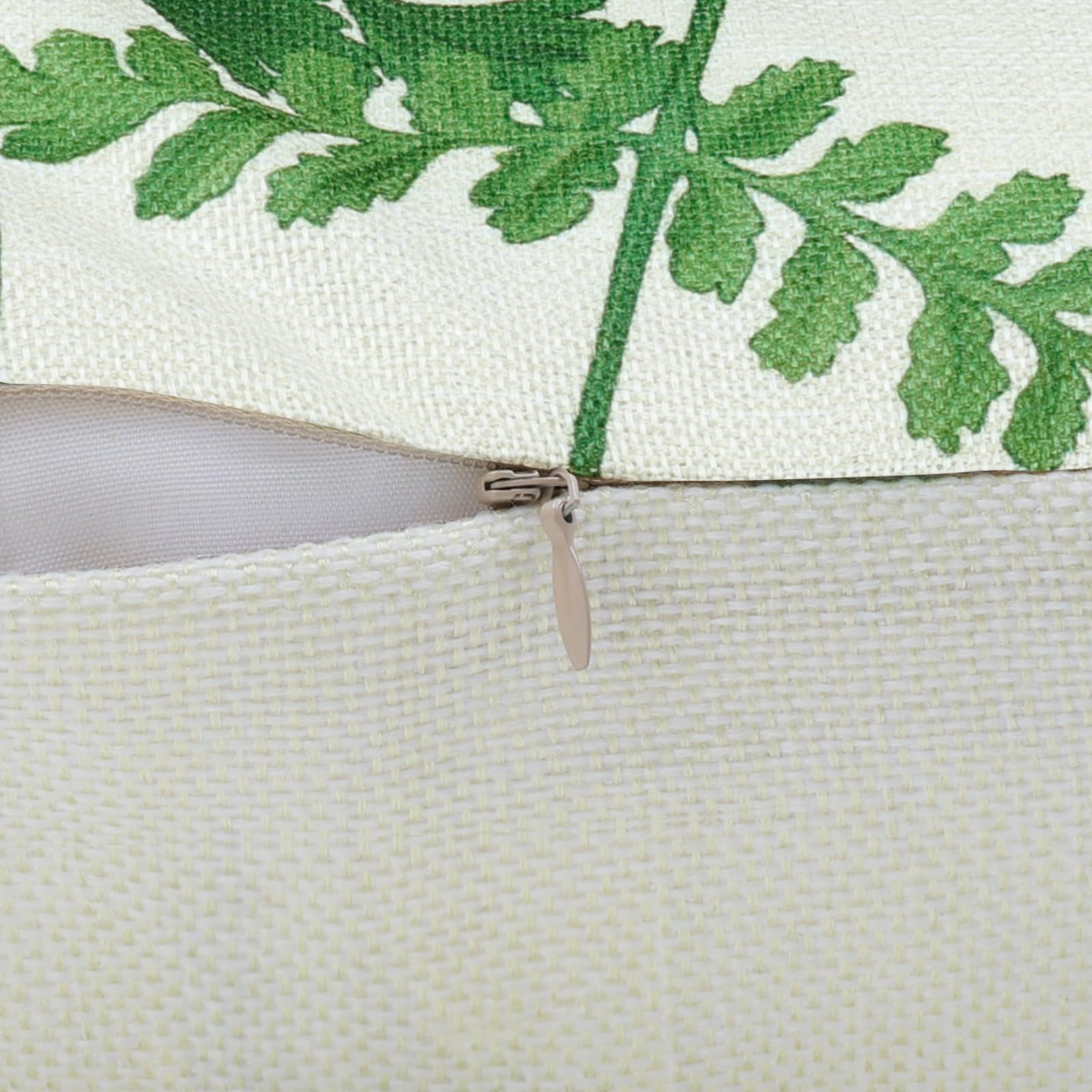 Bonhause Green Leaves Fern Throw Pillow Covers 18x18 Set of 4 Spring Summer Botanical Foliage Decorative Throw Pillow Cases Linen for Sofa Garden Couch Home Decor