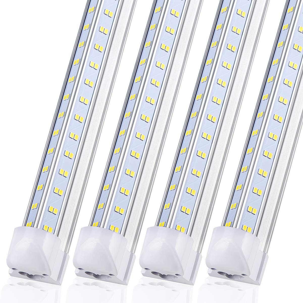 BSK.BESTKA LED Shop Light Fixture, 4FT, 50W 6500LM, 6000K Cold White, 4 Foot T8 Integrated LED Tube Lights, Plug in Warehouse Garage Lighting, V Shape, High Output, Linkable with On/Off Switch (4PCS)