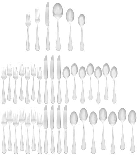 Ginkgo International Corrie 42-Piece Stainless Steel Flatware Place Setting, Service for 8 Plus 2-Piece Hostess Set