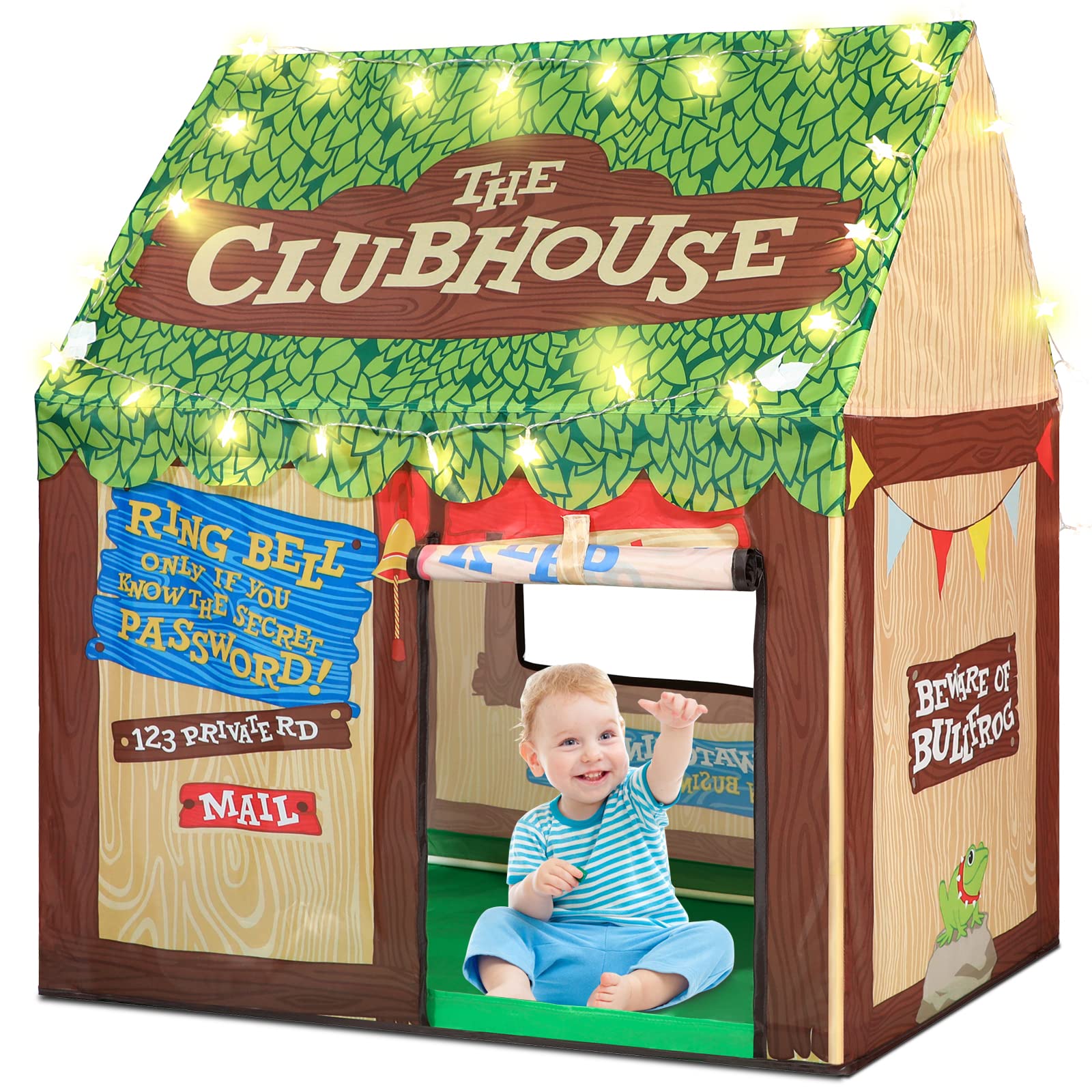 GeeSound Kids Play Tent for Boys and Girls Kids Tent with Star Lights Kids Playhouse Indoor and Outdoor Use Toys for Babies and Toddlers Easy to Assemble (Green)