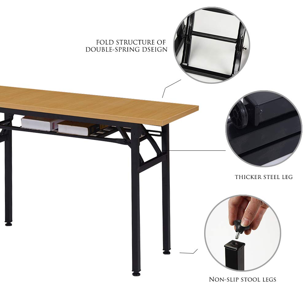 ANGIEHAIE Folding Computer Desks Home Office for PC/Laptop Small Student Writing Desk with Storage Drawer Without Assembly, Yellow