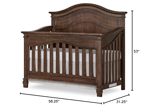 Evolur Cheyenne 5-in-1 Full Panel Convertible Crib in Antique Brown, Greenguard Gold Certified