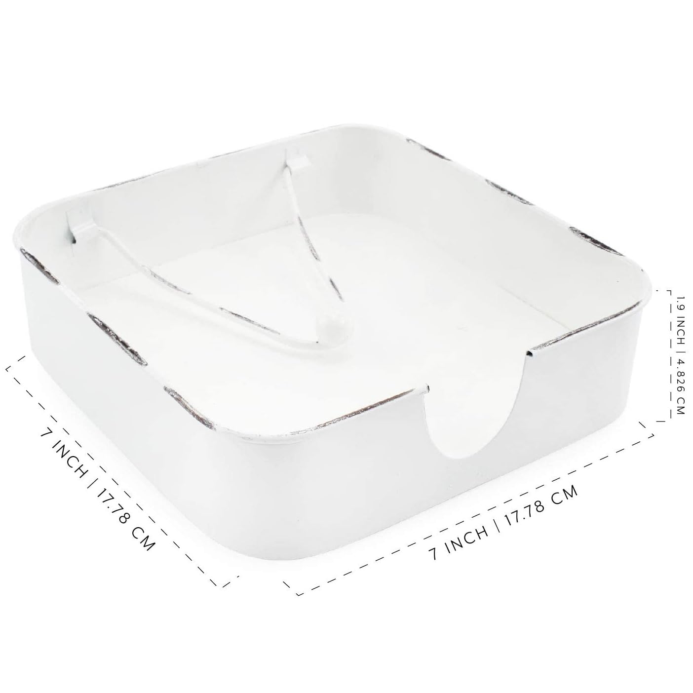 AuldHome White Enamel Napkin Holder, Distressed Rustic Napkin Dispenser