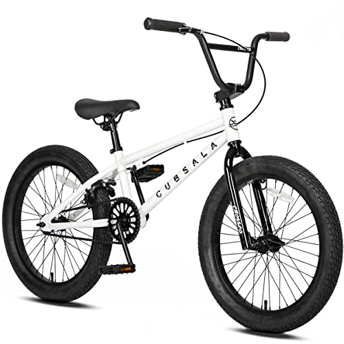 cubsala 18 Inch Kids BMX Bicycle Freestyle Bike for 5 6 7 8 Years Old Boys Girls and Youth Beginners, White