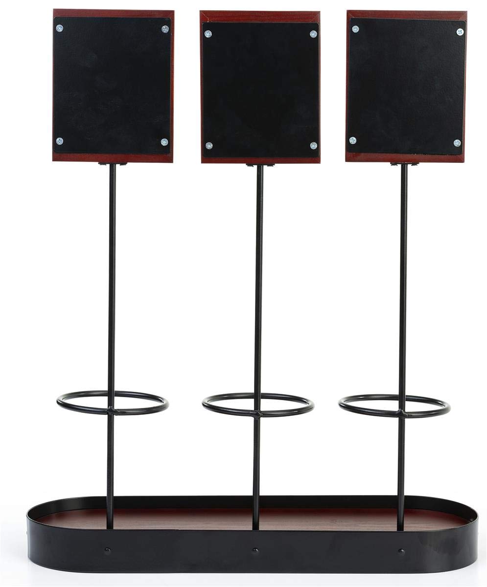 Displays2go Countertop Wine Bottle Sign Display, 3 Chalkboards – Mahogany (WINCNTCHK3)