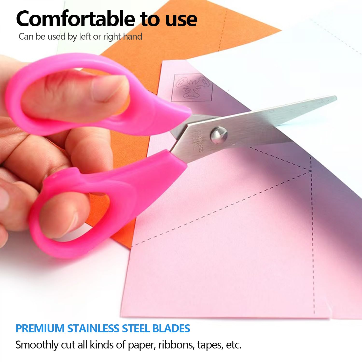 ANJOBIBI Kids Scissors, Blunt-Tip Scissors Stainless Steel Blades & plastic handle, Scissors for School or Crafting, Back to School Supplies,13.5cm, 2 Pack(Blue+Pink)