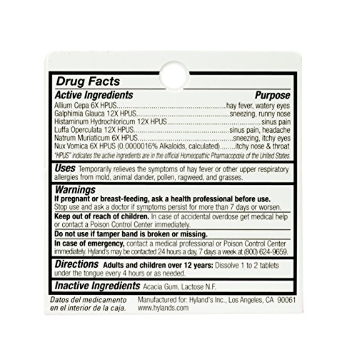 Allergy Pills by Hyland's, Non Drowsy Seasonal Allergy Relief, Safe and Natural for Indoor & Outdoor Allergies, 60 Quick Dissolving Tablets (Pack of 4)