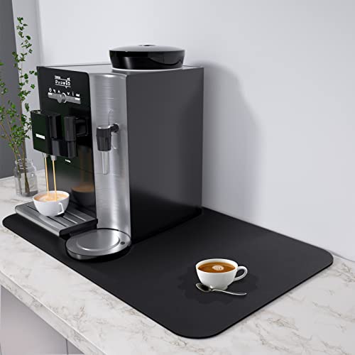 FUMAX Coffee Mat, 16”x32” Large Coffee Maker Mat for Countertop, Absorbent & Hide Coffee Stains Coffee Bar Mat, Non-Slip Rubber Backed, Coffee Bar Accessories Fit Under Coffee Maker Machine
