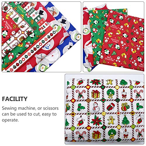 Cabilock Quilted Fabric 6pcs Christmas Cotton Fabric Sheet Patchwork Fabric Scrap Cotton Quilting Fabric Cloth for DIY Sewing Scrapbooking Christmas Dress Crafts 25cm*20cm Fabrics