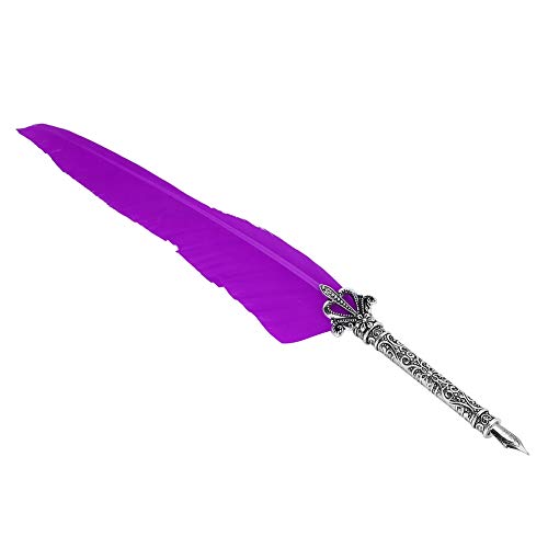 Feather Pen European Retro Feather Quill Alloy Pen Dip Nibs Calligraphy Writing Pen Gift Set for Couples, friends, colleagues, elders, teachers,etc ()
