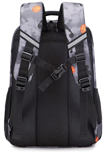 BYPTNF Backpack for Boys Student School Bookbag Kids Heavy Duty Waterproof Durable Multi-Pocket for Elementary Travel Large (A-Grey)