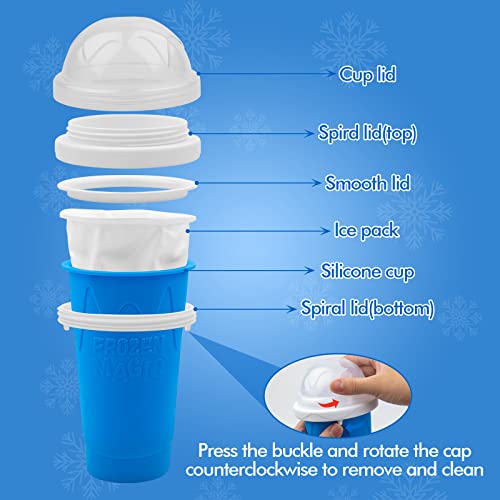 Slushie Maker Cup, Magic Quick Frozen Smoothies Cup for Homemade Milk Shake Ice Cream Maker, Cooling Cup, Double Layer Squeeze Slushy Maker Cup, Birthday Gifts for Friends&Family (Blue)