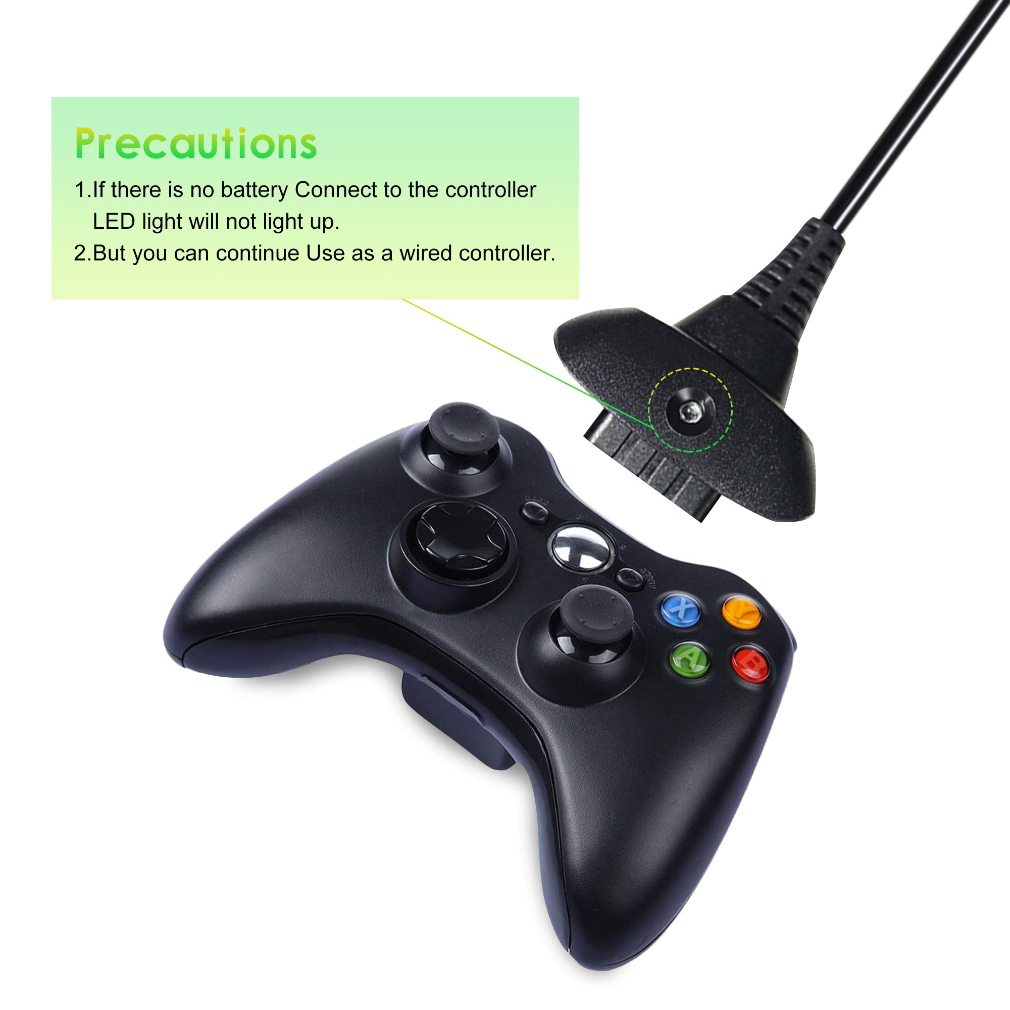 6Ft Charging Cable for Xbox 360, Wireless Controller USB Charging Cable Compatible with Microsoft Xbox360 / xBox 360 Slim Wireless Game Controllers