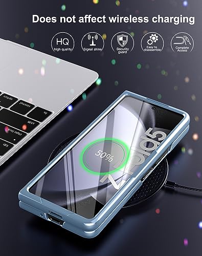DDJ for Samsung Galaxy Z Fold 5 Case, Hard PC Bling Diamond Rhinestone Elegant Case for Women Girls,Anti-Scratch Shockproof Sparkling Case for Galaxy Z Fold 5,Blue