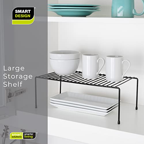 Smart Design Classic Storage Shelf – Large (8.5 x 16 in.), Black – Sturdy Steel Pantry Organizer with Rust-Resistant Finish and Non-Slip Feet for Easy Home Organization and Storage