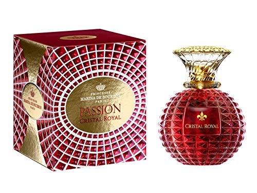 Princesse Marina de Bourbon Cristal Royal Passion Eau de Parfum for Women - Opens with Pear, Blackcurrant and Bergamot - Blended with Jasmine and Violet - For Elegant Ladies - 3.4 oz