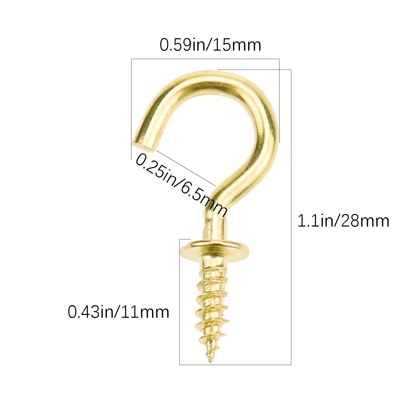 Kukiwhy Mini Ceiling Screw Hooks, 200 Pieces 3/4 Inch Cup Hooks Screw-in Hooks for Hanging Plants Mug Arts Decorations,Gold