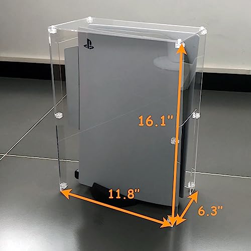Clear Acrylic Dust Cover for PS5 Console, pS5 Case Cover Dust Proof Cover Compatible with Playstation 5 Standard and Digital (11.8''W x 6.3''D x 16.1''H)