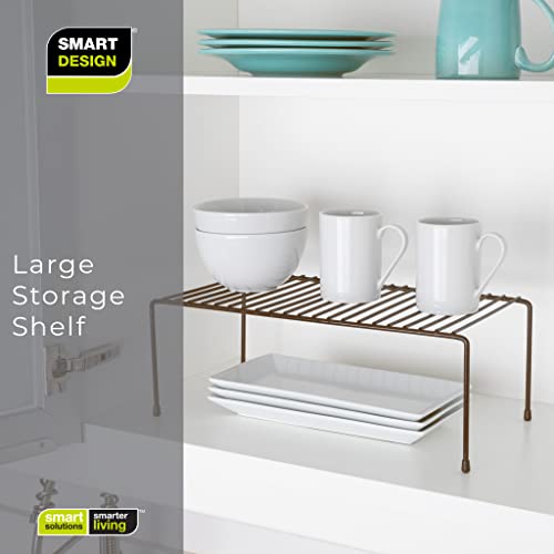 Smart Design Classic Storage Shelf – Large (8.5 x 16 in.), Bronze – Sturdy Steel Pantry Organizer with Rust-Resistant Finish and Non-Slip Feet for Easy Home Organization and Storage