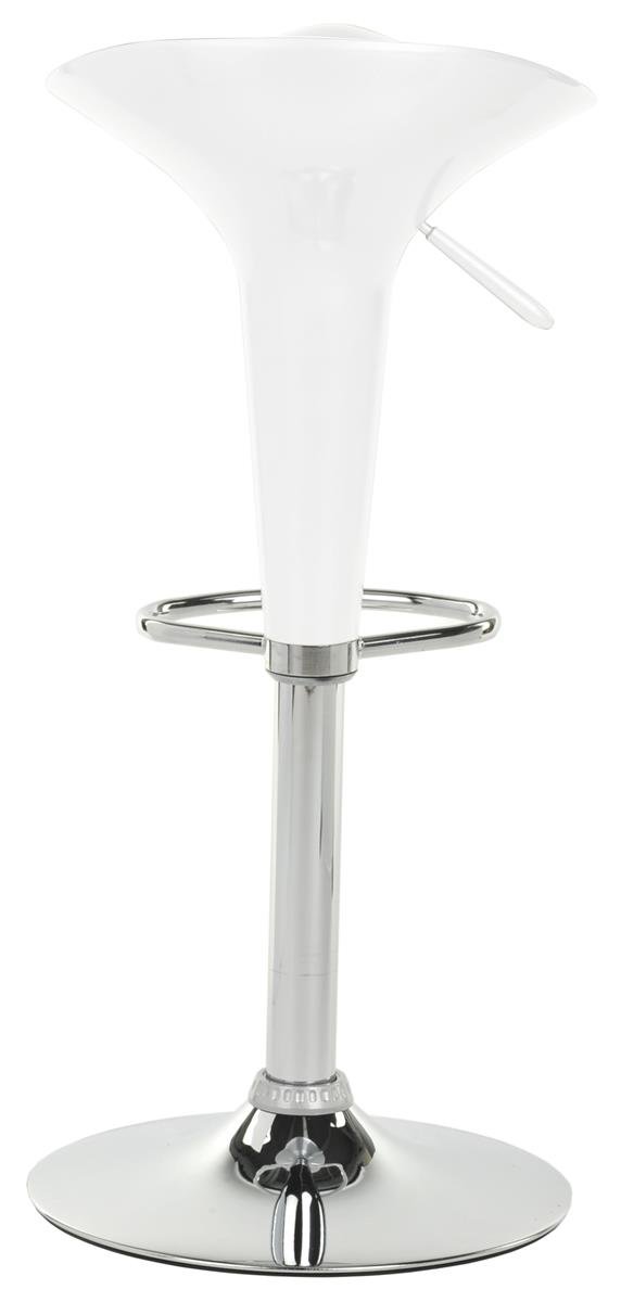 Displays2go Modern Bar Chair, Swiveling, Ergonomic Seat with Adjustable Lift (White ABS Plastic and Chrome)