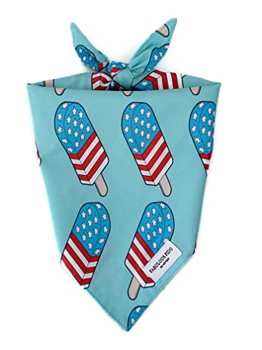 Fabulous Fido Summer Accessories 100% Cotton Dog Summer Bandana, Dog Apparel Cooling Scarf, Patriotic Pet Supplies Essentials Unisex Summer Clothes Party Outfit Costumes (Blue)