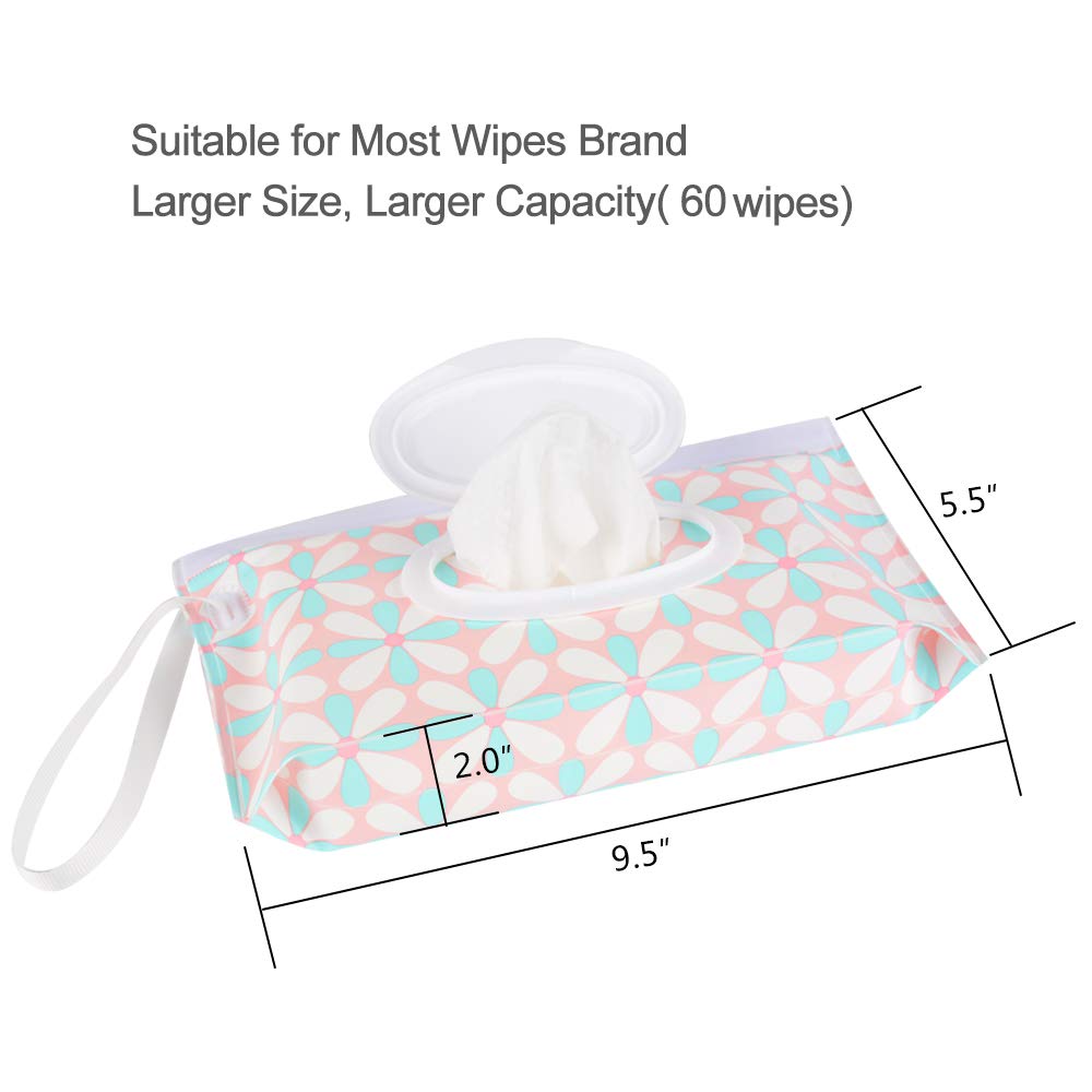 Venhoo Wet Wipe Pouch 4-Pack Reusable Refillable Clutch Baby Wipes Dispenser Holder Case-Keep Wet Wipes Moist- Eco Friendly Wipes Carrying Case for Travel-Pouch Carries 60 Wipes-Upgrade Version