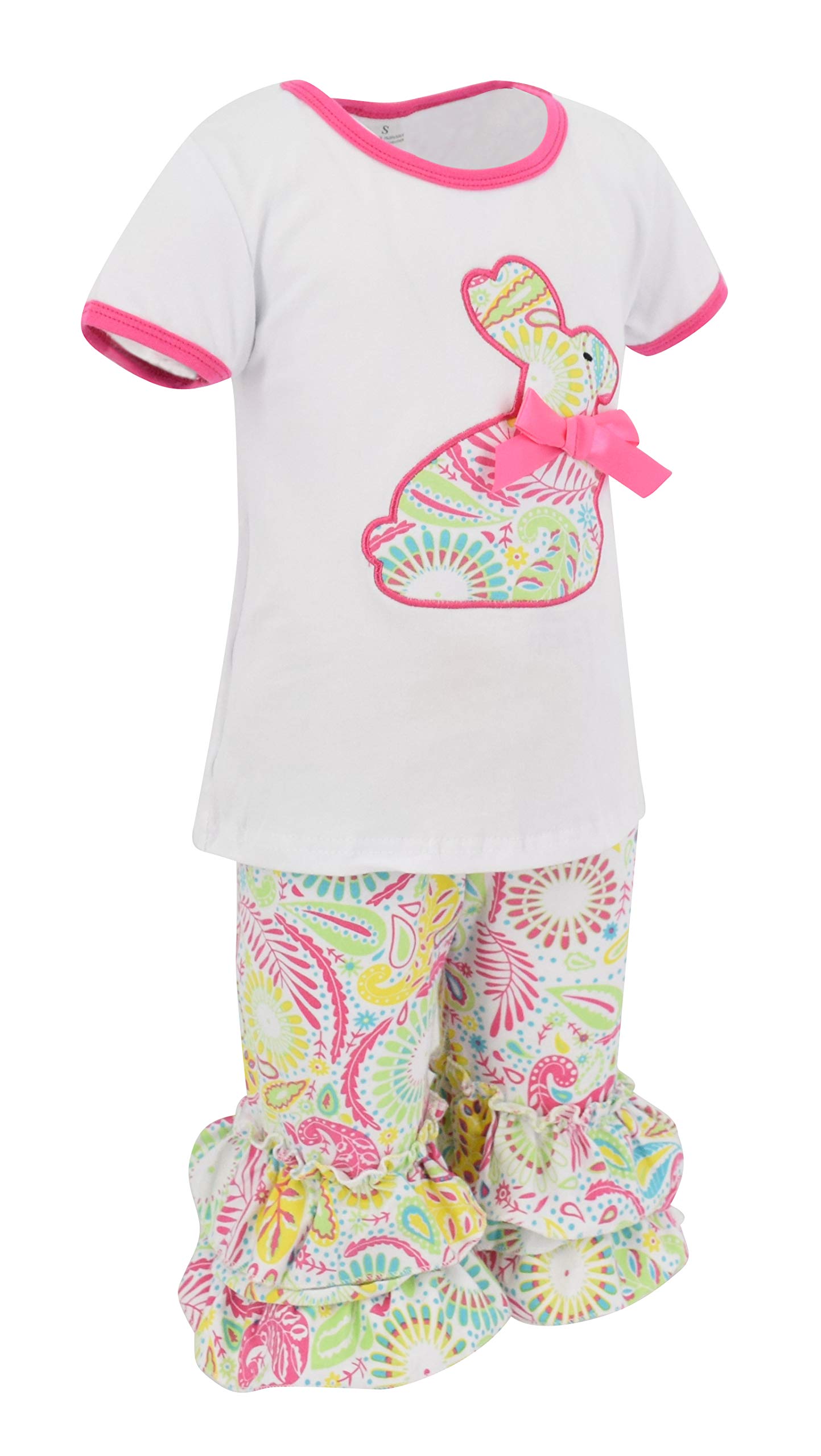 Unique Baby Girls Paisley Easter Bunny Easter Outfit (7/XXL, Pink)